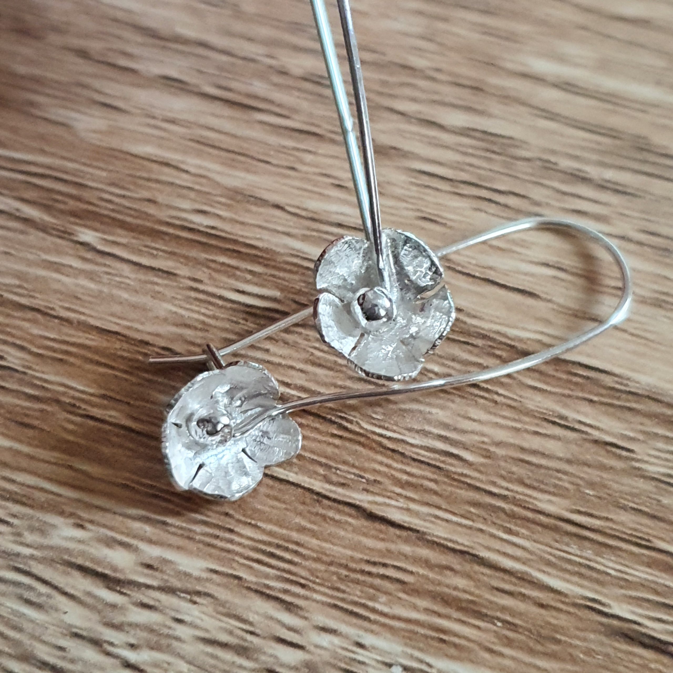 Silver Flower Drop Earrings - ABIGAIL J MARSH
