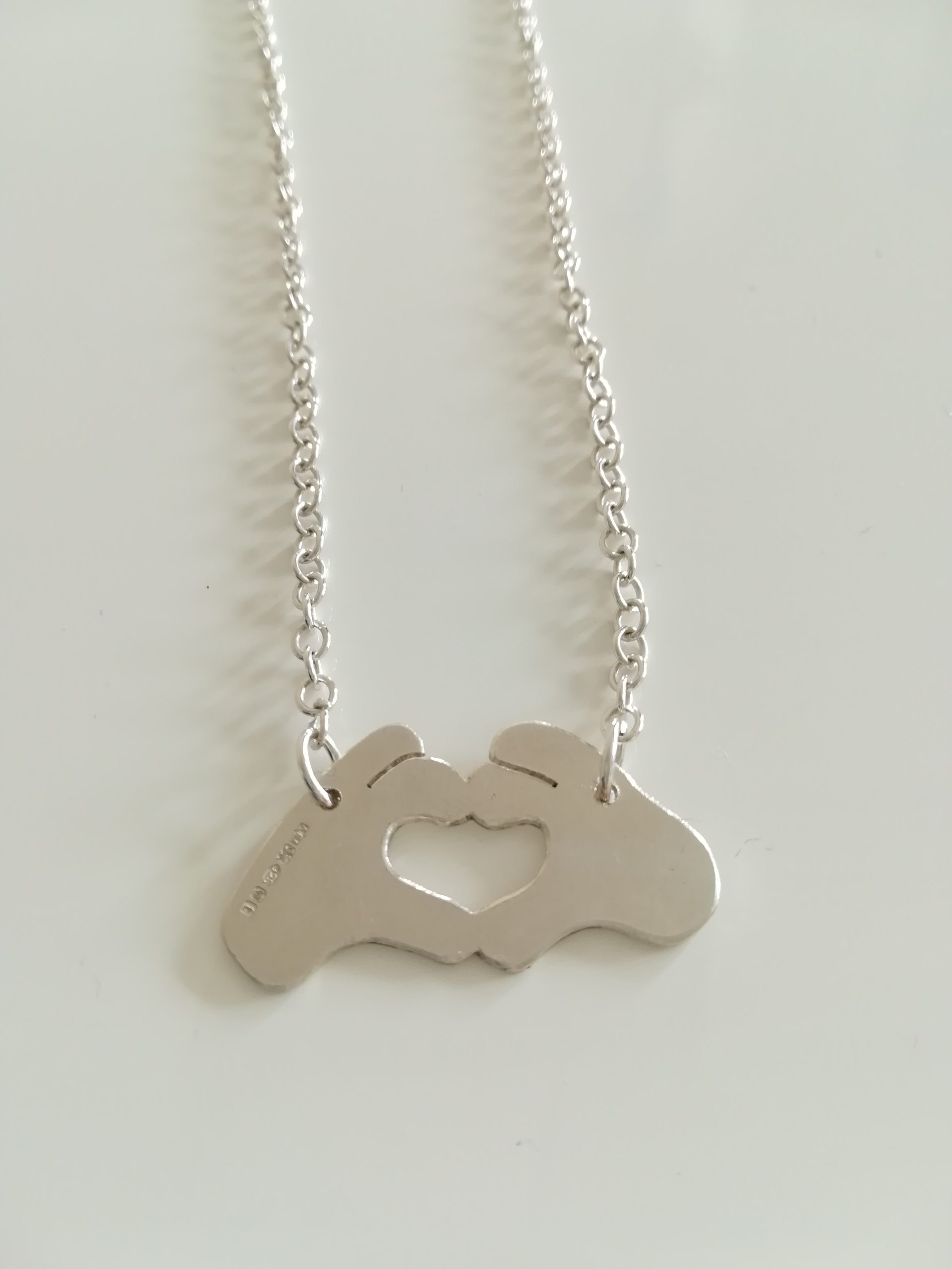 Silver Heart Hands Necklace - ABIGAIL J MARSH
