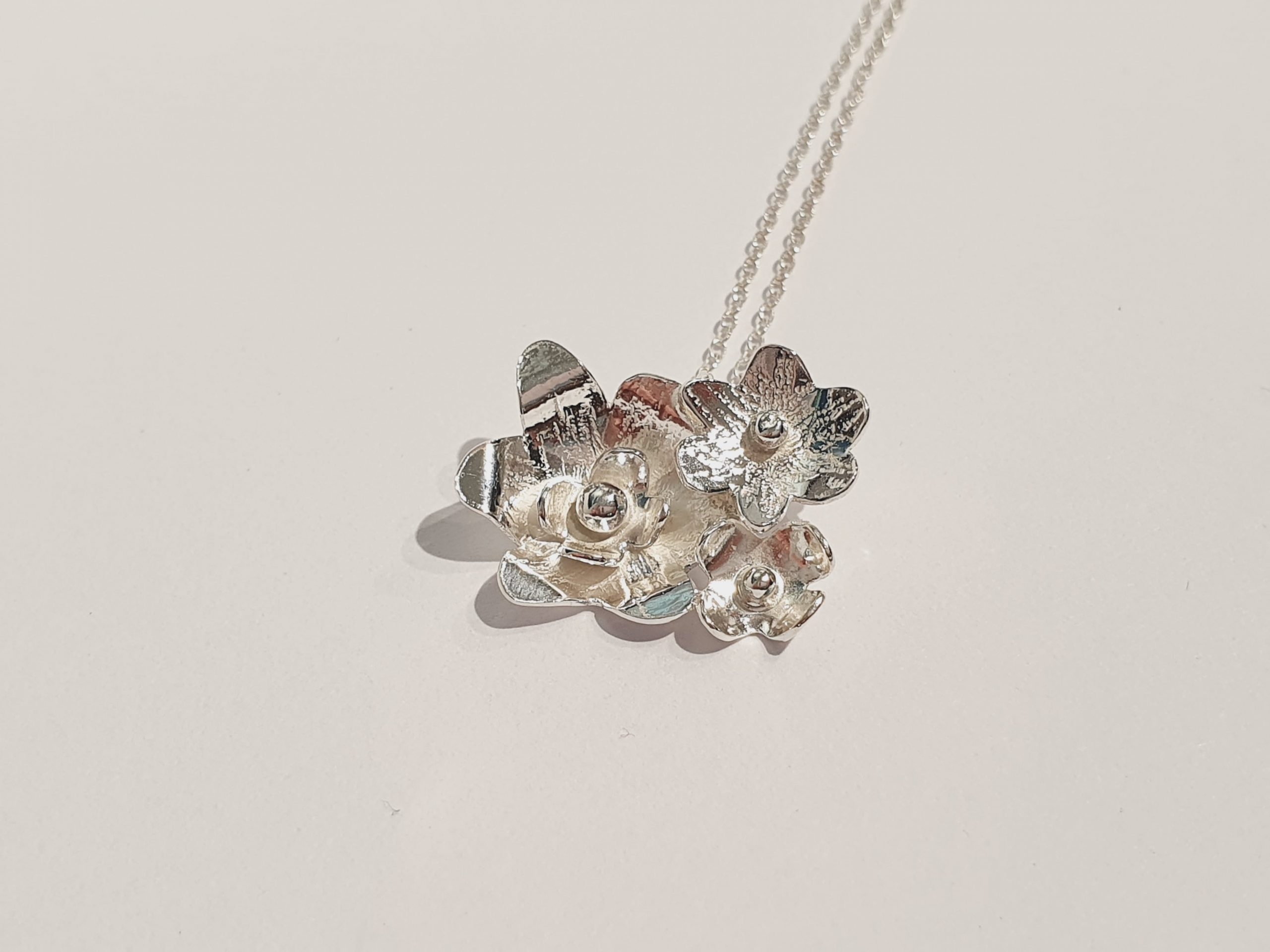 Silver Three Flowers Pendant - ABIGAIL J MARSH