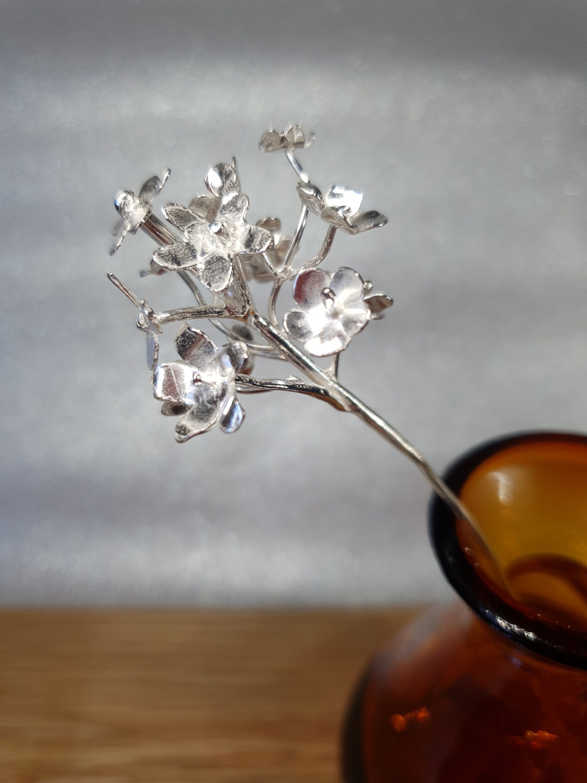 Silver Apple Blossom Flower - ABIGAIL J MARSH