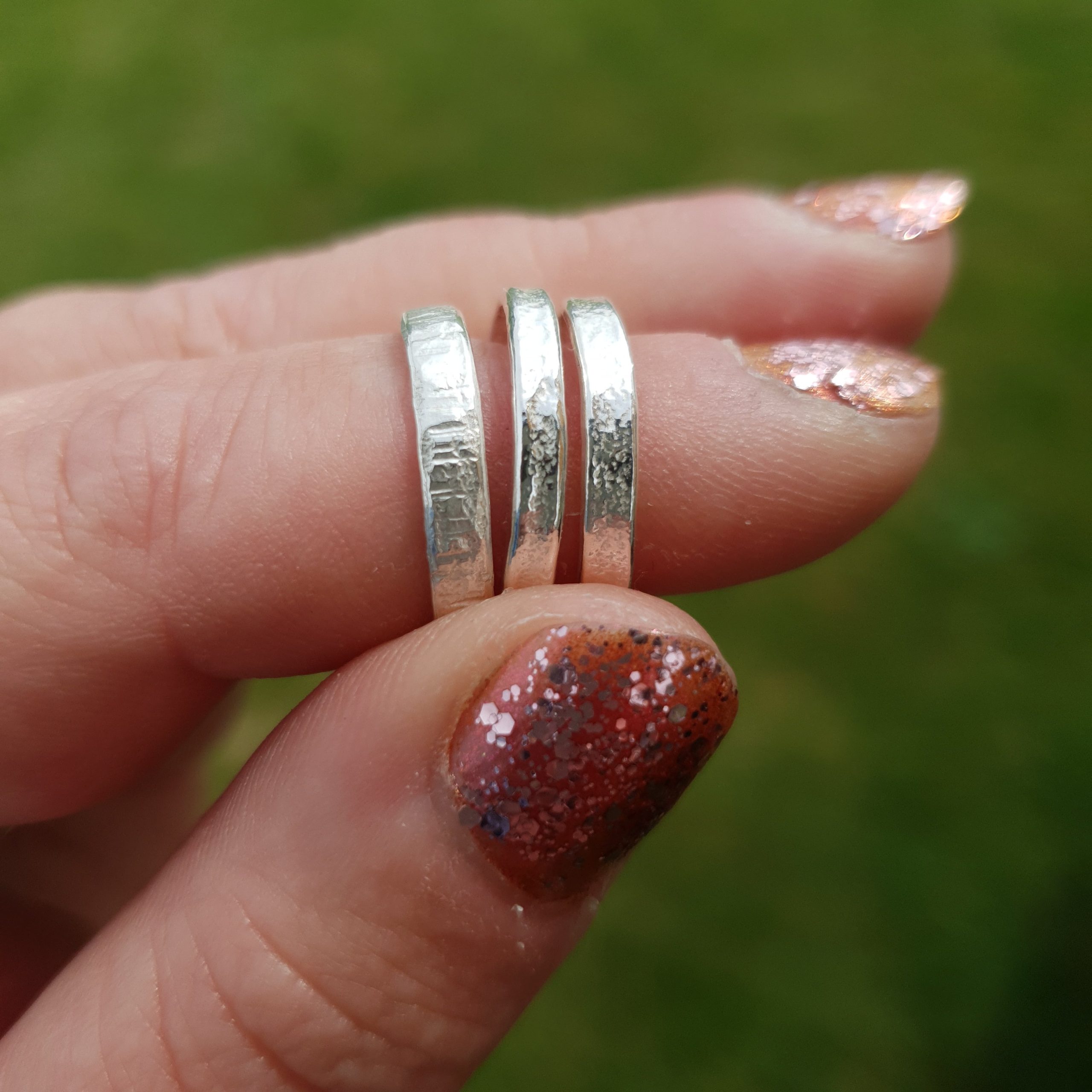 Lightly Textured Silver Stacker Rings - ABIGAIL J MARSH